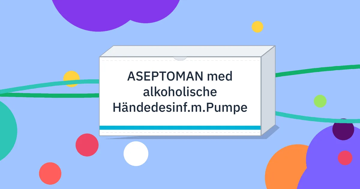 Symbolbild: Packung mit der Aufschrift ASEPTOMAN med alkoholische Händedesinf.m.Pumpe (PZN 20308846) – Verfügbarkeit und Bezug in Apotheken in Frankfurt am Main
