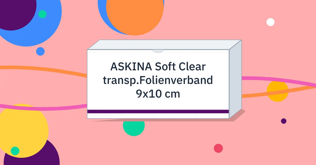 Symbolbild: Packung mit der Aufschrift ASKINA Soft Clear transp.Folienverband 9x10 cm (PZN 05014455) – Verfügbarkeit und Bezug in Apotheken in Frankfurt am Main