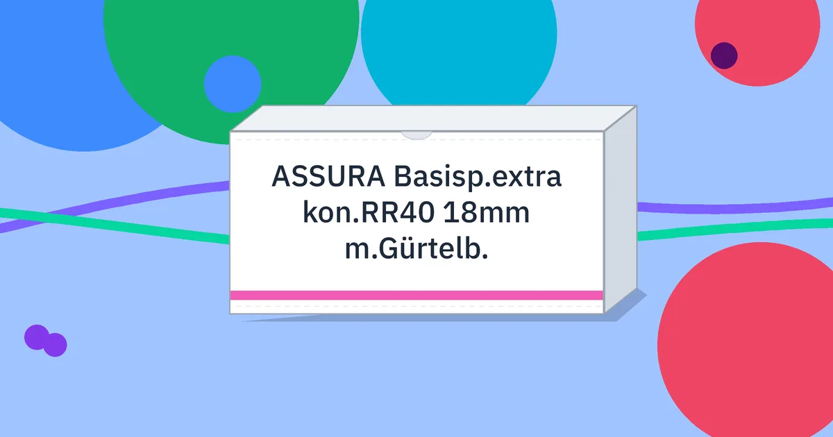 Symbolbild: Packung mit der Aufschrift ASSURA Basisp.extra kon.RR40 18mm m.Gürtelb. (PZN 04078625) – Verfügbarkeit und Bezug in Apotheken in Frankfurt am Main