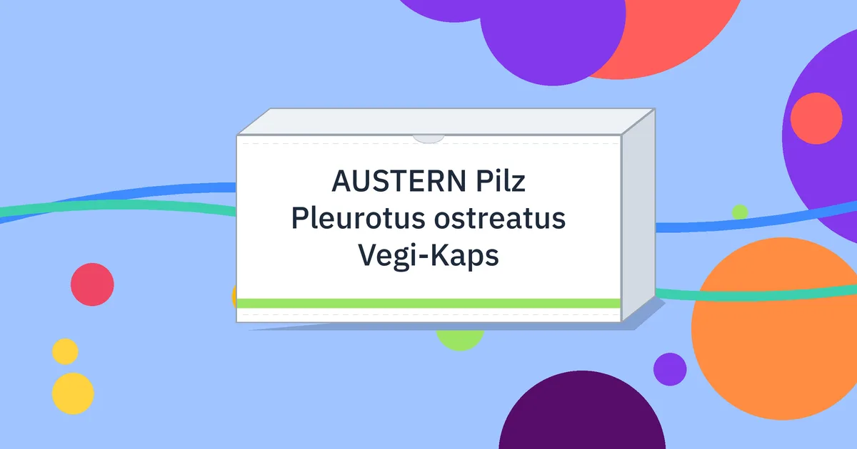 Symbolbild: Packung mit der Aufschrift AUSTERN Pilz Pleurotus ostreatus Vegi-Kaps (PZN 09926041) – Verfügbarkeit und Bezug in Apotheken in Frankfurt am Main