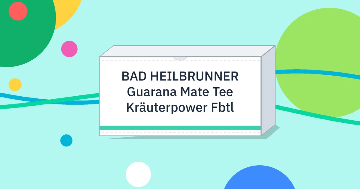 Symbolbild: Packung mit der Aufschrift BAD HEILBRUNNER Guarana Mate Tee Kräuterpower Fbtl (PZN 04998389) – Verfügbarkeit und Bezug in Apotheken in Frankfurt am Main
