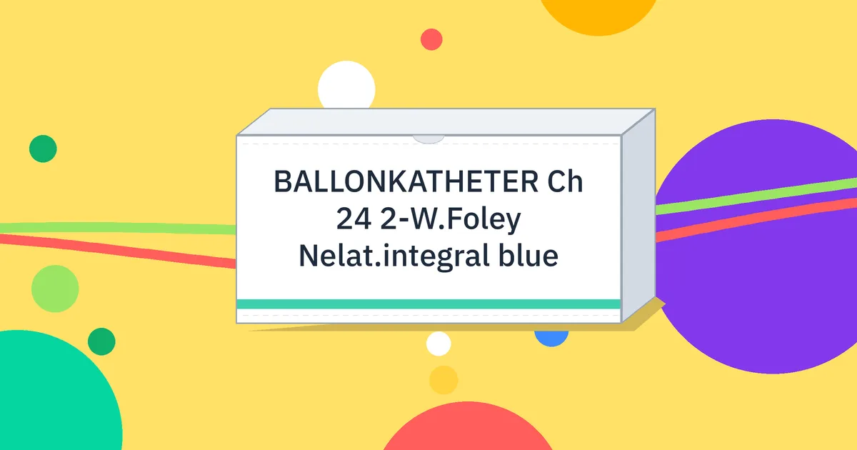 Symbolbild: Packung mit der Aufschrift BALLONKATHETER Ch 24 2-W.Foley Nelat.integral blue (PZN 14350347) – Verfügbarkeit und Bezug in Apotheken in Frankfurt am Main