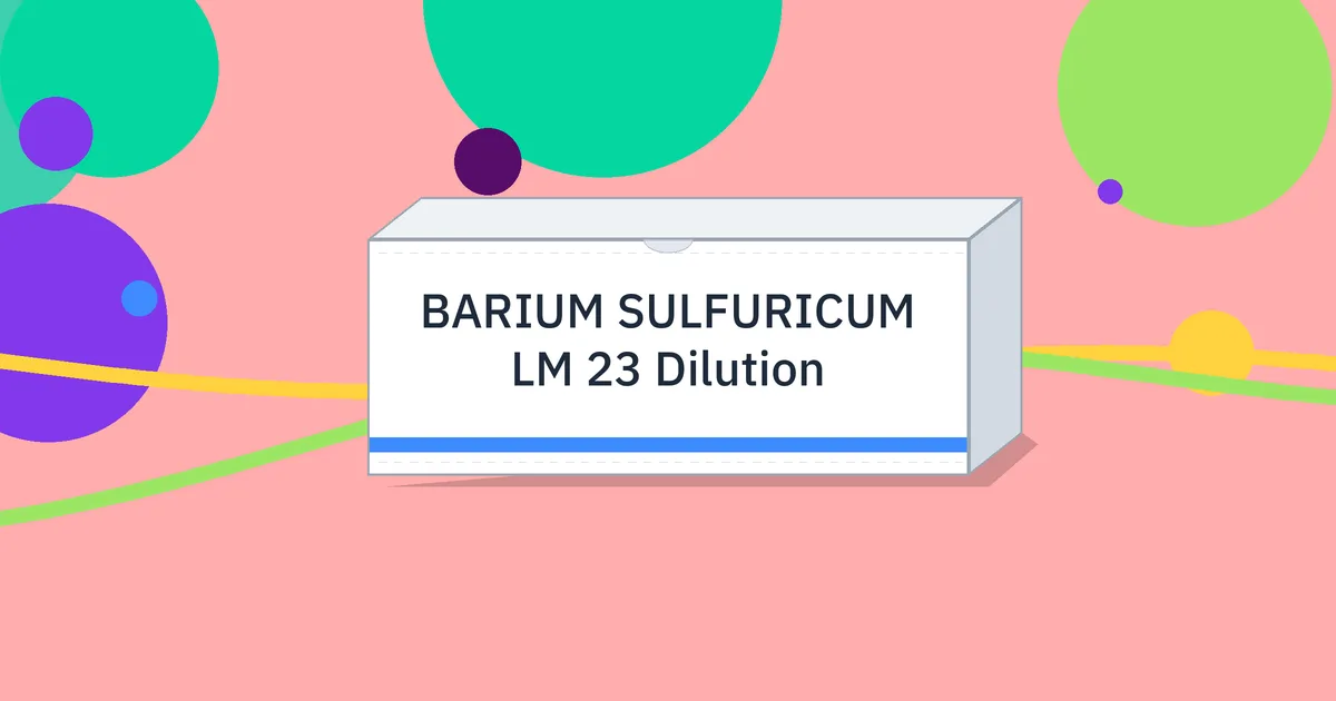 Symbolbild: Packung mit der Aufschrift BARIUM SULFURICUM LM 23 Dilution (PZN 13380464) – Verfügbarkeit und Bezug in Apotheken in Frankfurt am Main