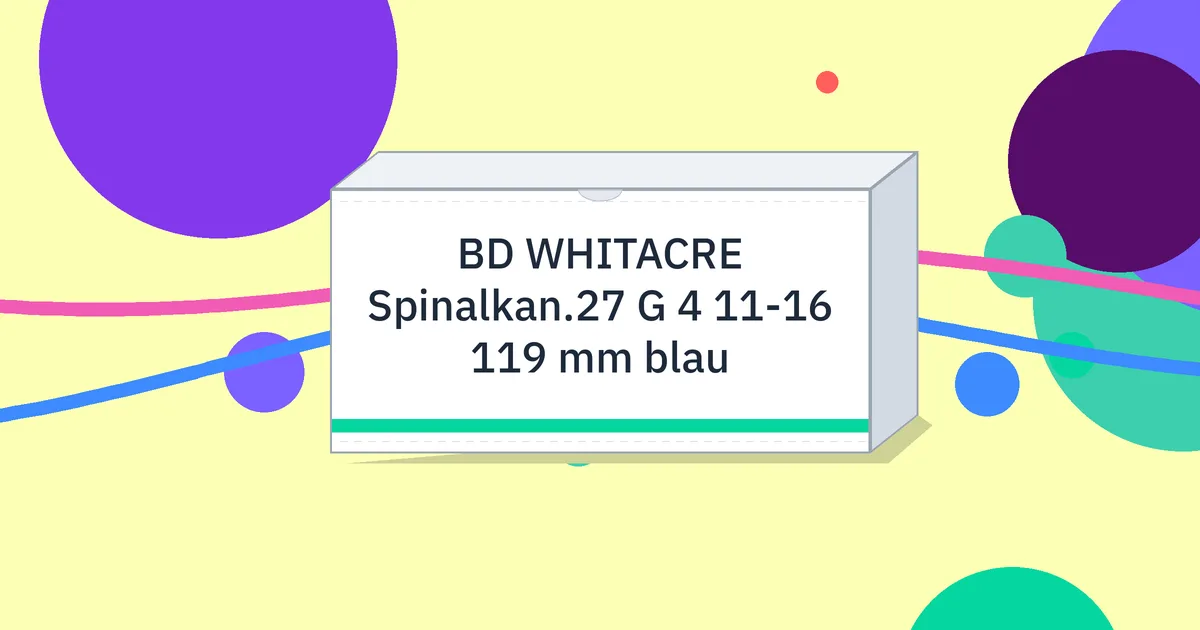 Symbolbild: Packung mit der Aufschrift BD WHITACRE Spinalkan.27 G 4 11-16 119 mm blau (PZN 18225739) – Verfügbarkeit und Bezug in Apotheken in Frankfurt am Main