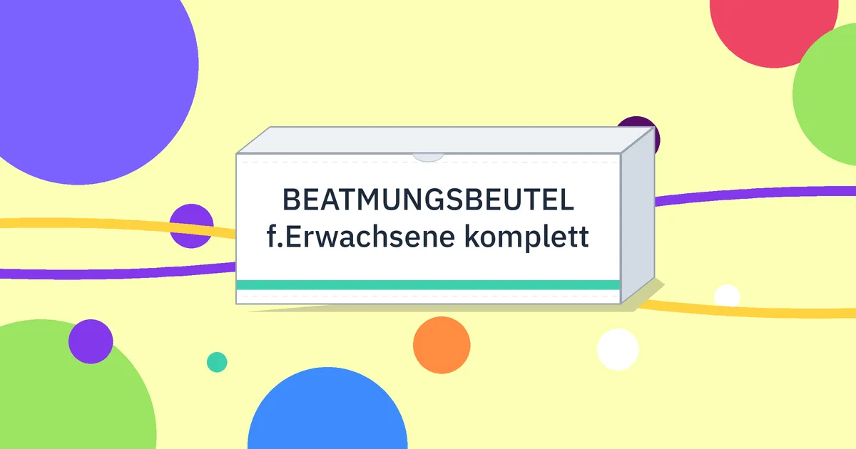Symbolbild: Packung mit der Aufschrift BEATMUNGSBEUTEL f.Erwachsene komplett (PZN 06129309) – Verfügbarkeit und Bezug in Apotheken in Frankfurt am Main
