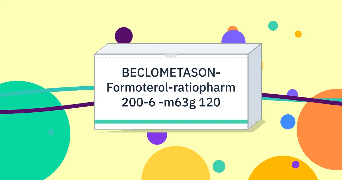 Symbolbild: Packung mit der Aufschrift BECLOMETASON-Formoterol-ratiopharm 200-6 -m63g 120 (PZN 19275107) – Verfügbarkeit und Bezug in Apotheken in Frankfurt am Main