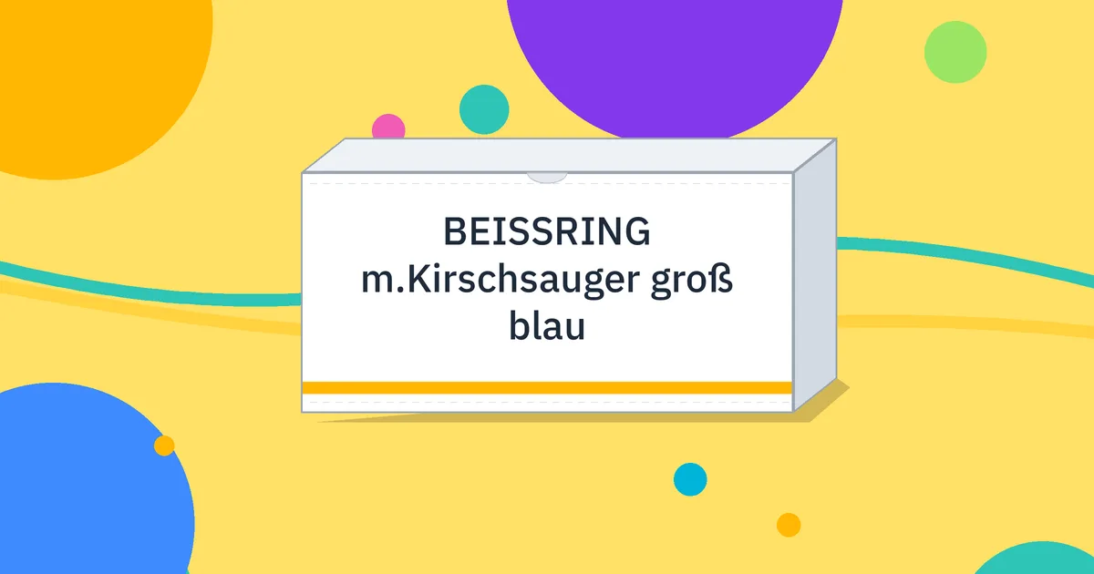 Symbolbild: Packung mit der Aufschrift BEISSRING m.Kirschsauger groß blau (PZN 01724214) – Verfügbarkeit und Bezug in Apotheken in Frankfurt am Main
