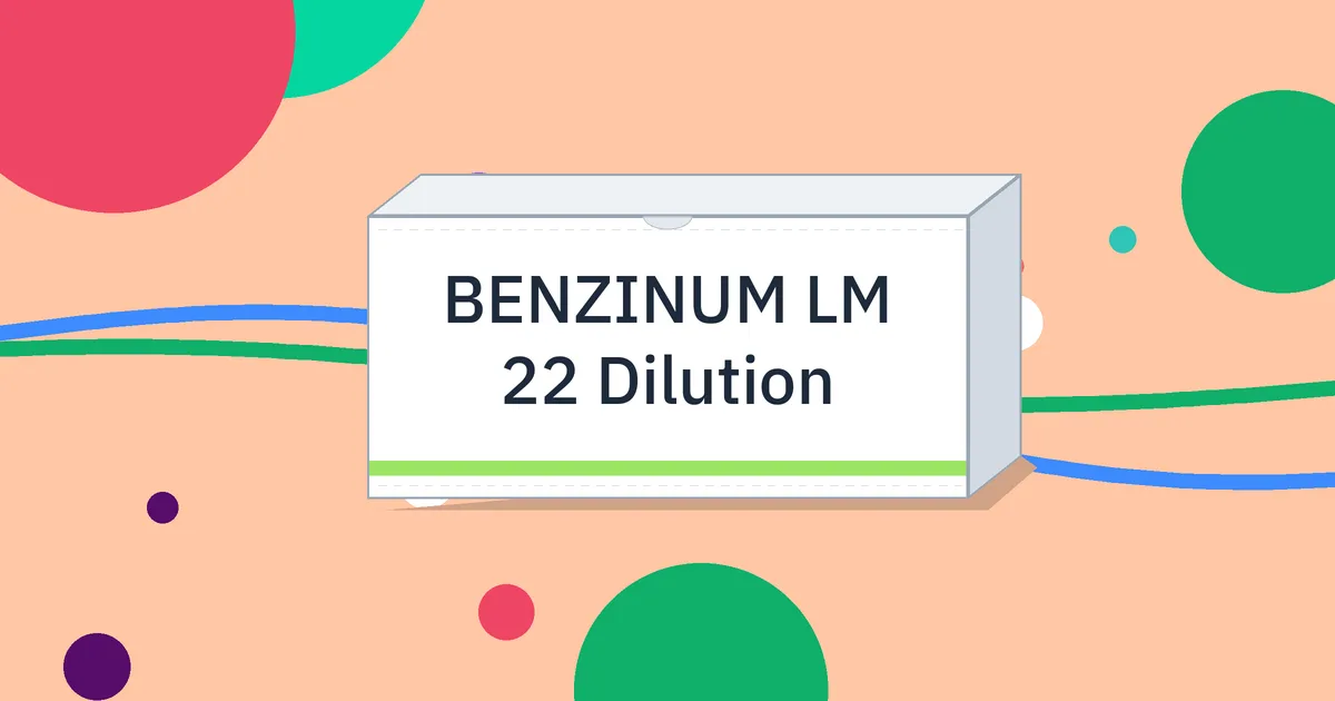 Symbolbild: Packung mit der Aufschrift BENZINUM LM 22 Dilution (PZN 12792124) – Verfügbarkeit und Bezug in Apotheken in Frankfurt am Main