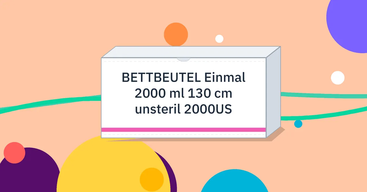 Symbolbild: Packung mit der Aufschrift BETTBEUTEL Einmal 2000 ml 130 cm unsteril 2000US (PZN 08845487) – Verfügbarkeit und Bezug in Apotheken in Frankfurt am Main