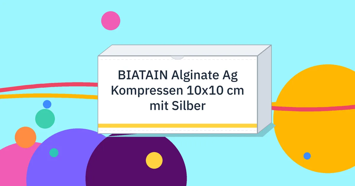 Symbolbild: Packung mit der Aufschrift BIATAIN Alginate Ag Kompressen 10x10 cm mit Silber (PZN 10230379) – Verfügbarkeit und Bezug in Apotheken in Frankfurt am Main