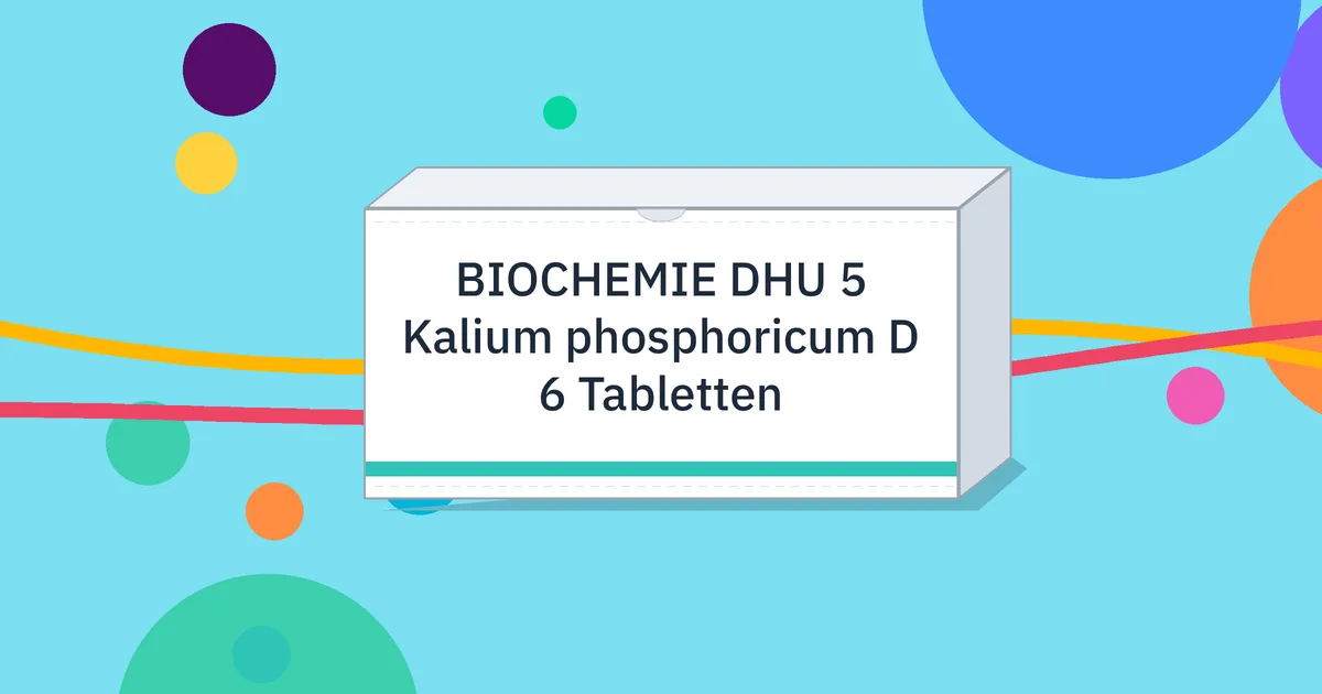 Symbolbild: Packung mit der Aufschrift BIOCHEMIE DHU 5 Kalium phosphoricum D 6 Tabletten (PZN 02580585) – Verfügbarkeit und Bezug in Apotheken in Frankfurt am Main