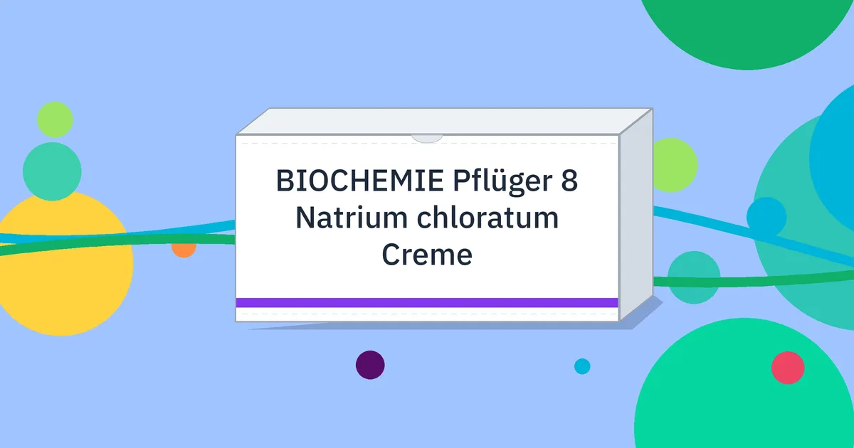 Symbolbild: Packung mit der Aufschrift BIOCHEMIE Pflüger 8 Natrium chloratum Creme (PZN 05992779) – Verfügbarkeit und Bezug in Apotheken in Frankfurt am Main