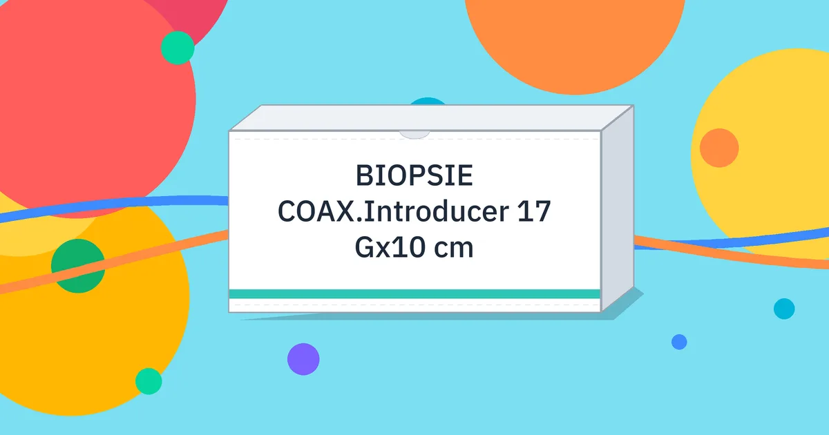 Symbolbild: Packung mit der Aufschrift BIOPSIE COAX.Introducer 17 Gx10 cm (PZN 18763827) – Verfügbarkeit und Bezug in Apotheken in Frankfurt am Main
