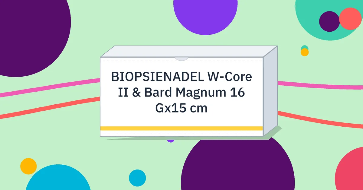 Symbolbild: Packung mit der Aufschrift BIOPSIENADEL W-Core II & Bard Magnum 16 Gx15 cm (PZN 19351848) – Verfügbarkeit und Bezug in Apotheken in Frankfurt am Main