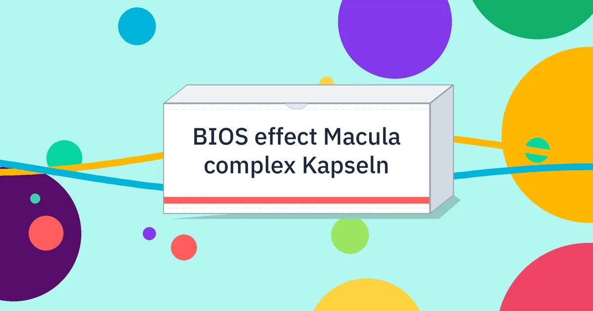 Symbolbild: Packung mit der Aufschrift BIOS effect Macula complex Kapseln (PZN 10276312) – Verfügbarkeit und Bezug in Apotheken in Frankfurt am Main