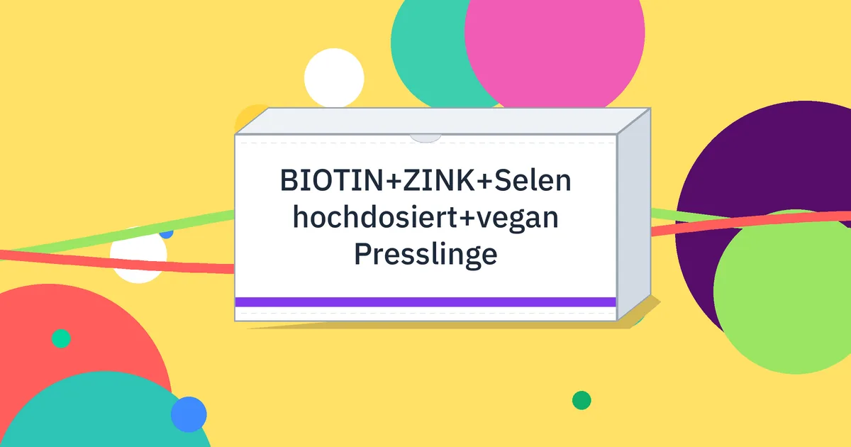 Symbolbild: Packung mit der Aufschrift BIOTIN+ZINK+Selen hochdosiert+vegan Presslinge (PZN 20339290) – Verfügbarkeit und Bezug in Apotheken in Frankfurt am Main