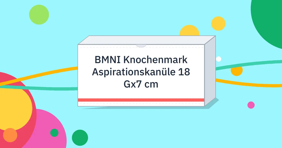 Symbolbild: Packung mit der Aufschrift BMNI Knochenmark Aspirationskanüle 18 Gx7 cm (PZN 06125949) – Verfügbarkeit und Bezug in Apotheken in Frankfurt am Main