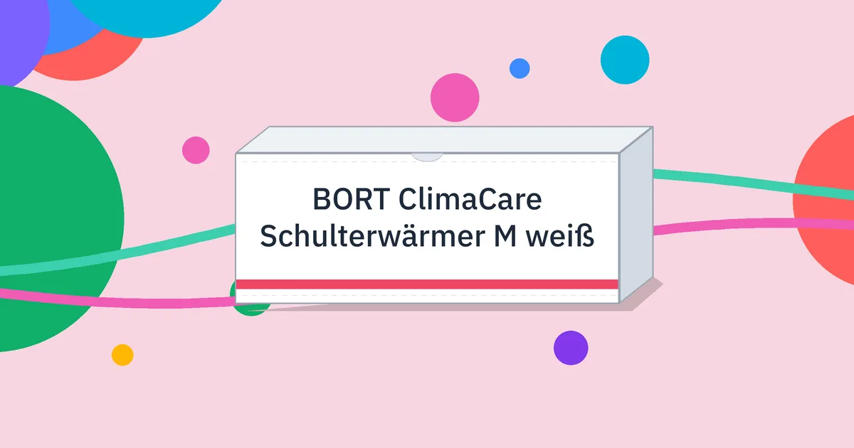 Symbolbild: Packung mit der Aufschrift BORT ClimaCare Schulterwärmer M weiß (PZN 07019534) – Verfügbarkeit und Bezug in Apotheken in Frankfurt am Main
