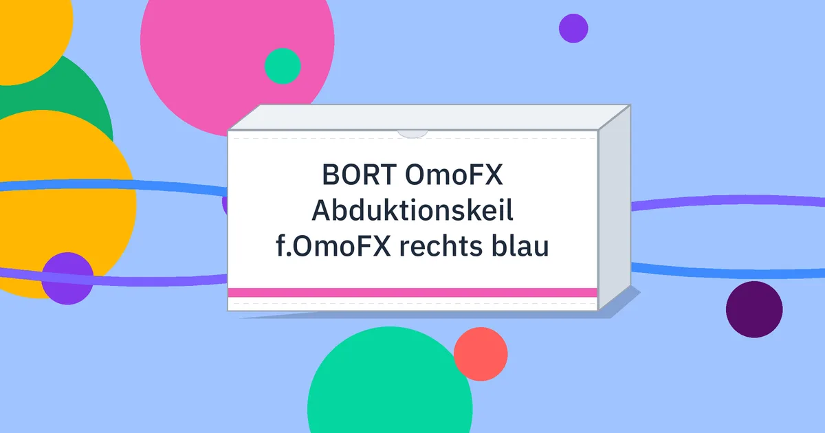 Symbolbild: Packung mit der Aufschrift BORT OmoFX Abduktionskeil f.OmoFX rechts blau (PZN 02165484) – Verfügbarkeit und Bezug in Apotheken in Frankfurt am Main