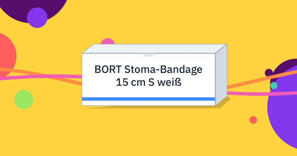 Symbolbild: Packung mit der Aufschrift BORT Stoma-Bandage 15 cm S weiß (PZN 02777980) – Verfügbarkeit und Bezug in Apotheken in Frankfurt am Main