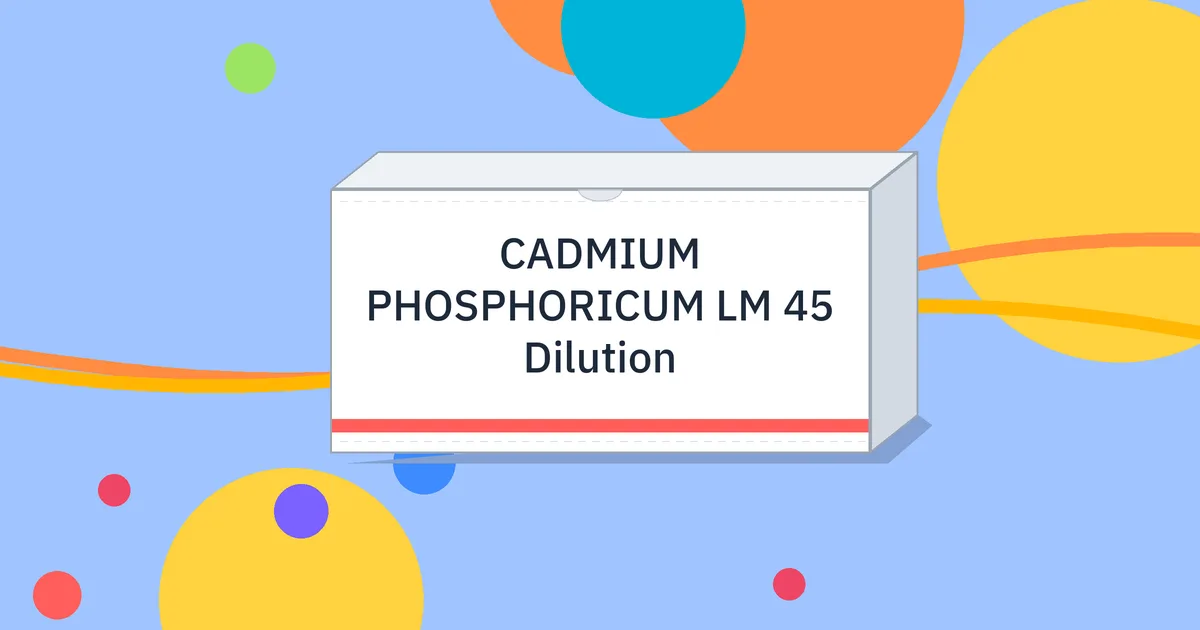 Symbolbild: Packung mit der Aufschrift CADMIUM PHOSPHORICUM LM 45 Dilution (PZN 13402527) – Verfügbarkeit und Bezug in Apotheken in Frankfurt am Main