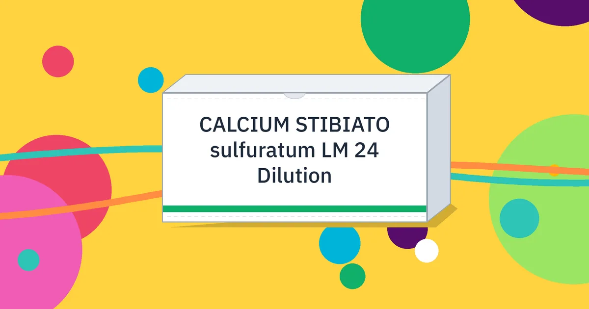 Symbolbild: Packung mit der Aufschrift CALCIUM STIBIATO sulfuratum LM 24 Dilution (PZN 12806694) – Verfügbarkeit und Bezug in Apotheken in Frankfurt am Main