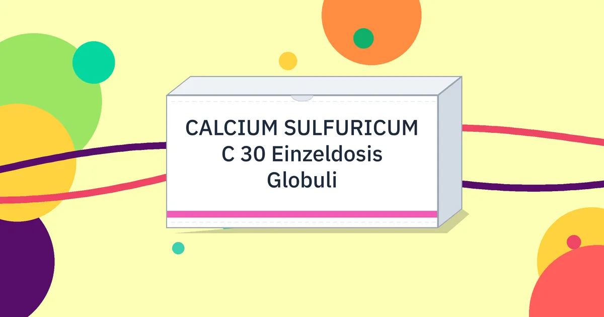 Symbolbild: Packung mit der Aufschrift CALCIUM SULFURICUM C 30 Einzeldosis Globuli (PZN 01544251) – Verfügbarkeit und Bezug in Apotheken in Frankfurt am Main