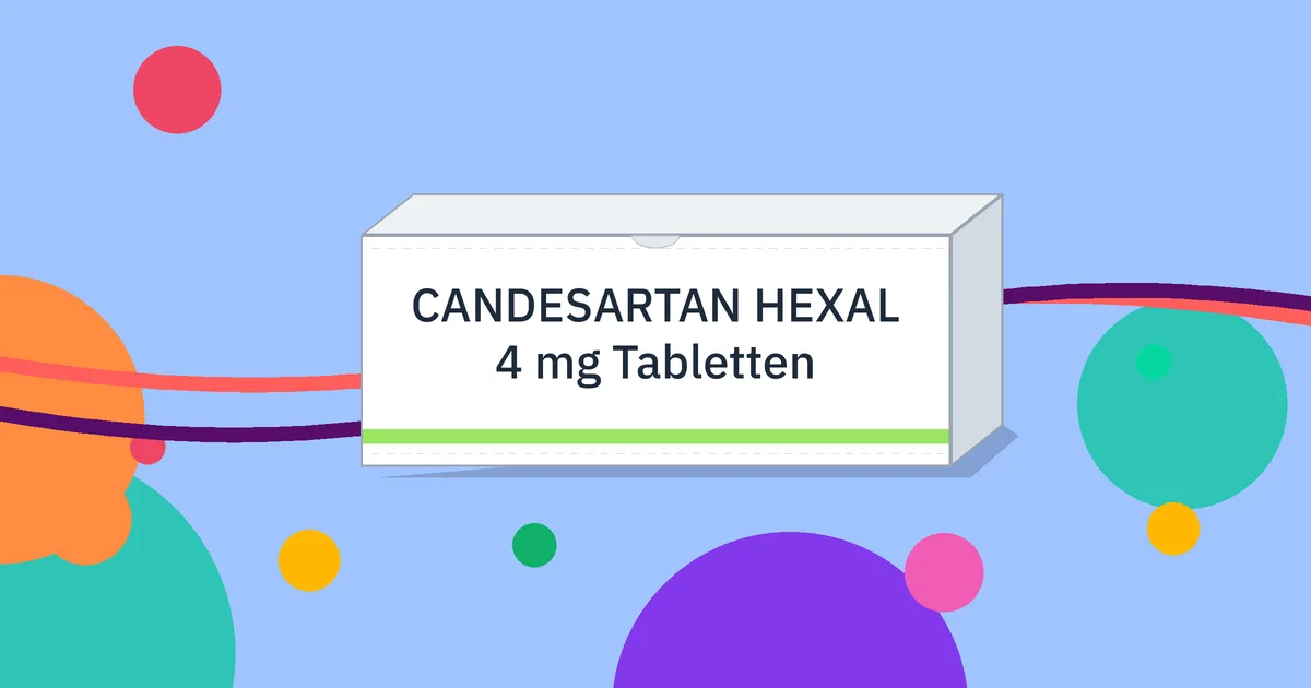 Symbolbild: Packung mit der Aufschrift CANDESARTAN HEXAL 4 mg Tabletten (PZN 19127588) – Verfügbarkeit und Bezug in Apotheken in Frankfurt am Main