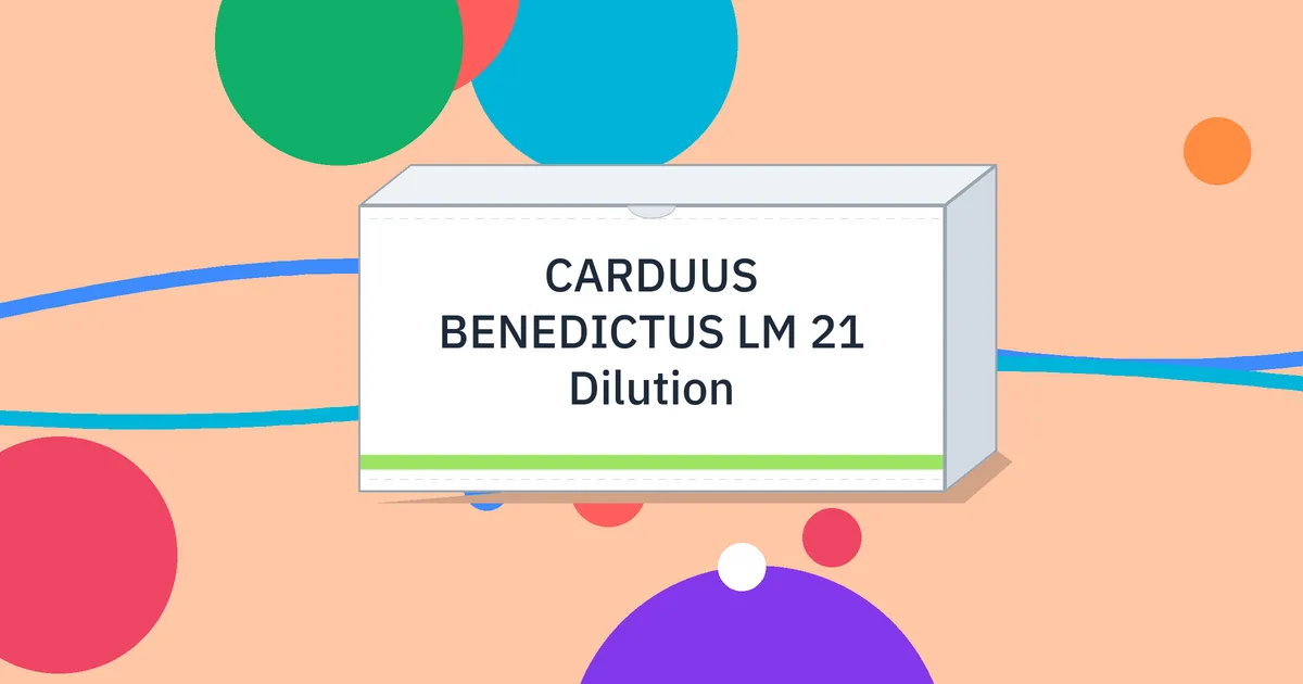 Symbolbild: Packung mit der Aufschrift CARDUUS BENEDICTUS LM 21 Dilution (PZN 13430216) – Verfügbarkeit und Bezug in Apotheken in Frankfurt am Main
