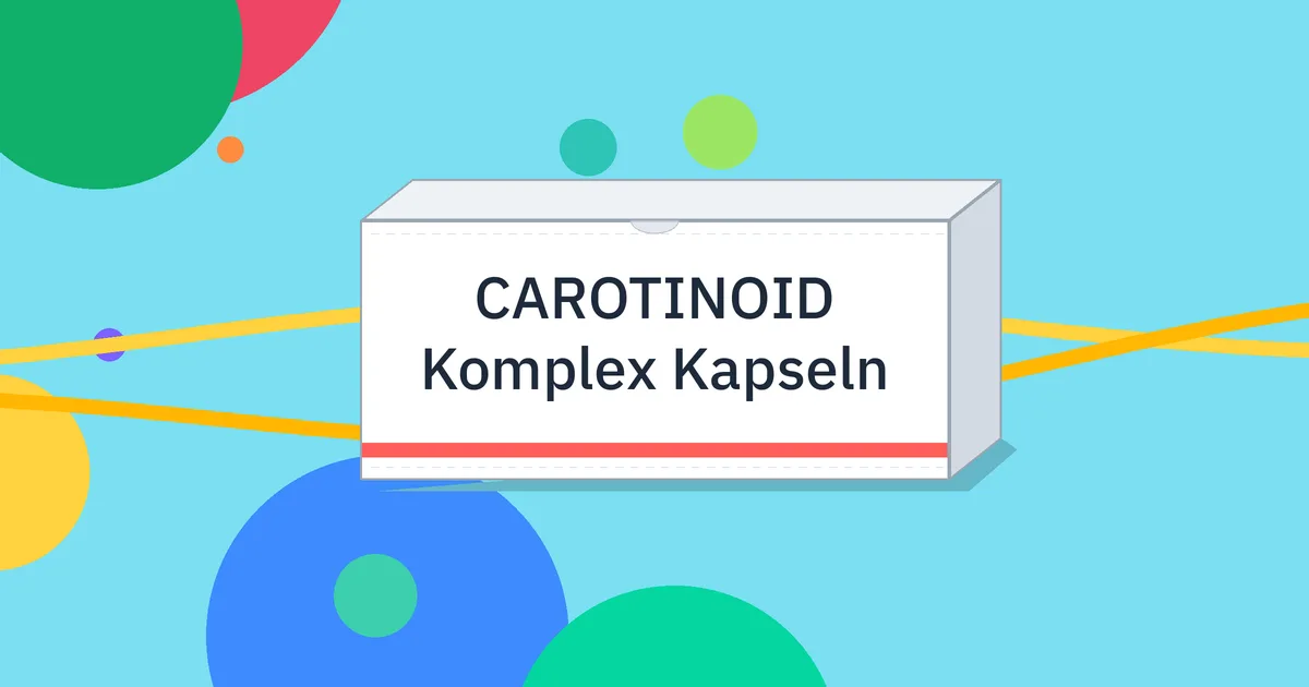 Symbolbild: Packung mit der Aufschrift CAROTINOID Komplex Kapseln (PZN 02480151) – Verfügbarkeit und Bezug in Apotheken in Frankfurt am Main