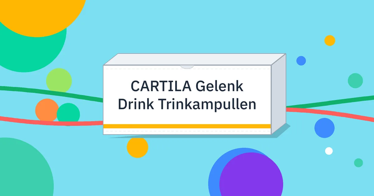 Symbolbild: Packung mit der Aufschrift CARTILA Gelenk Drink Trinkampullen (PZN 00143521) – Verfügbarkeit und Bezug in Apotheken in Frankfurt am Main