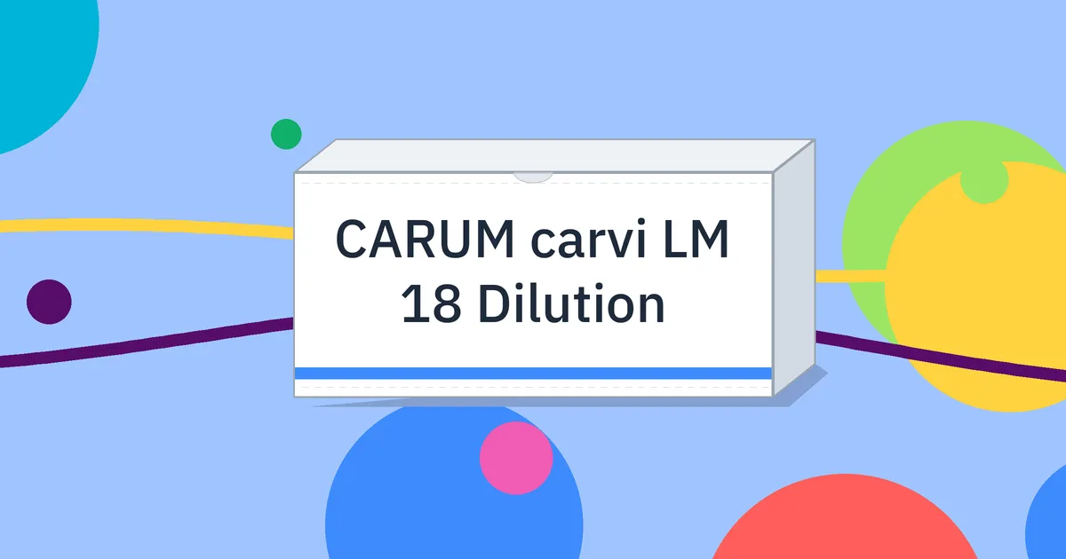 Symbolbild: Packung mit der Aufschrift CARUM carvi LM 18 Dilution (PZN 12811270) – Verfügbarkeit und Bezug in Apotheken in Frankfurt am Main