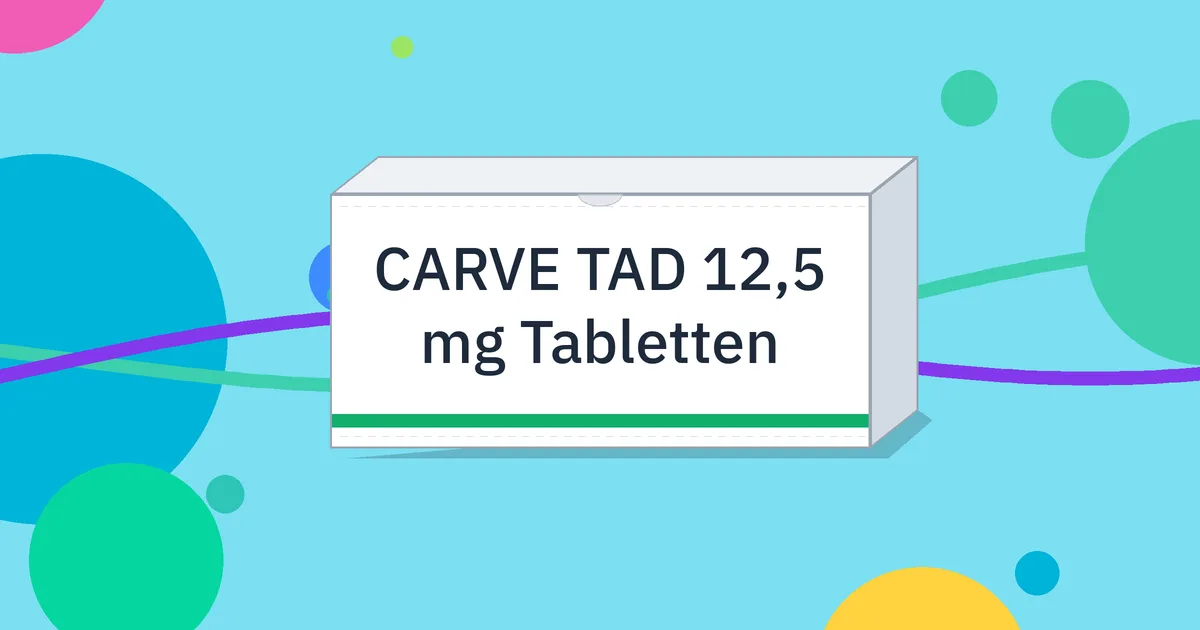 Symbolbild: Packung mit der Aufschrift CARVE TAD 12,5 mg Tabletten (PZN 00014539) – Verfügbarkeit und Bezug in Apotheken in Frankfurt am Main