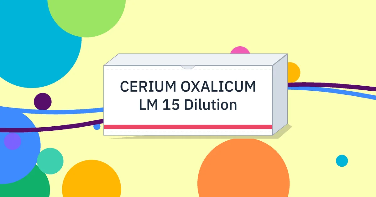 Symbolbild: Packung mit der Aufschrift CERIUM OXALICUM LM 15 Dilution (PZN 13438086) – Verfügbarkeit und Bezug in Apotheken in Frankfurt am Main