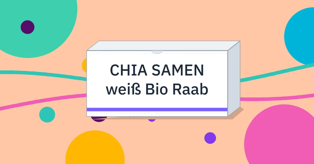 Symbolbild: Packung mit der Aufschrift CHIA SAMEN weiß Bio Raab (PZN 11612203) – Verfügbarkeit und Bezug in Apotheken in Frankfurt am Main