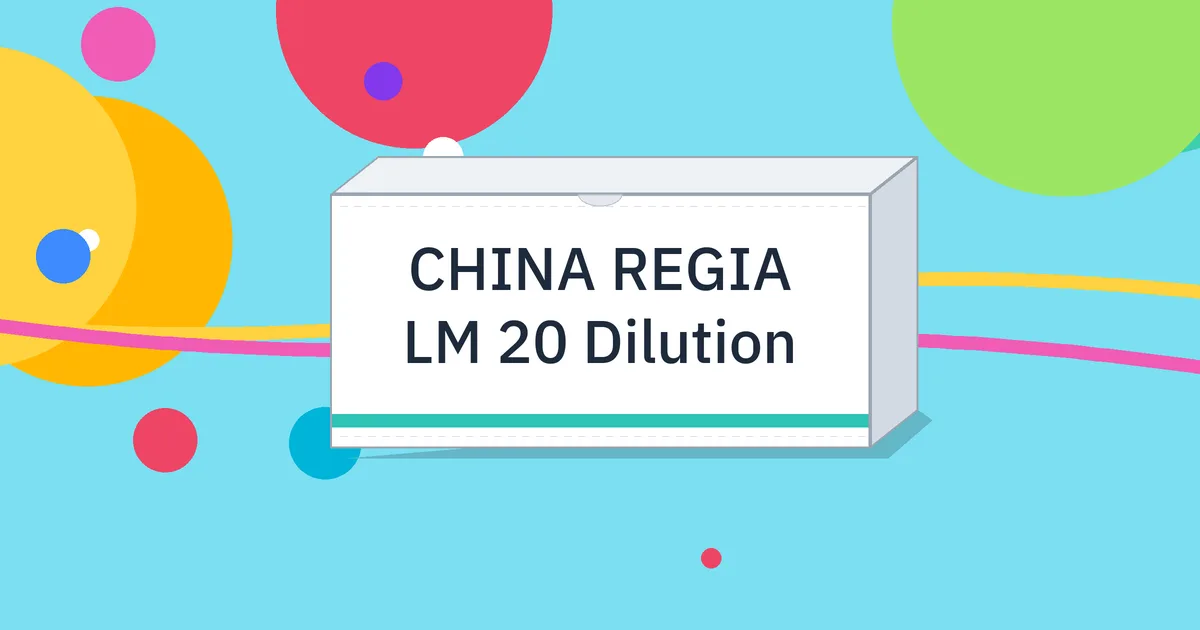 Symbolbild: Packung mit der Aufschrift CHINA REGIA LM 20 Dilution (PZN 12814363) – Verfügbarkeit und Bezug in Apotheken in Frankfurt am Main