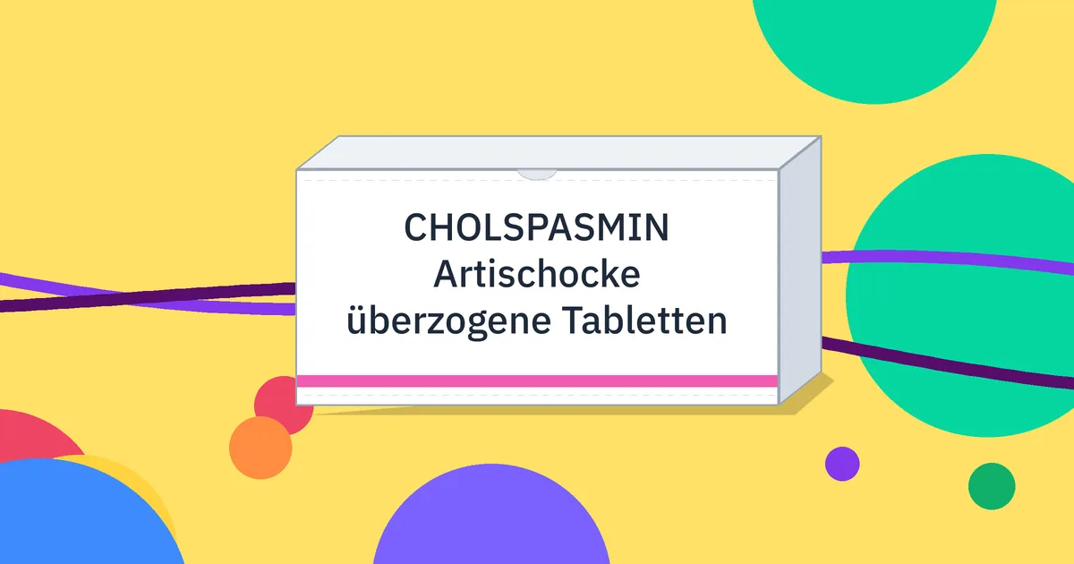 Symbolbild: Packung mit der Aufschrift CHOLSPASMIN Artischocke überzogene Tabletten (PZN 09705311) – Verfügbarkeit und Bezug in Apotheken in Frankfurt am Main
