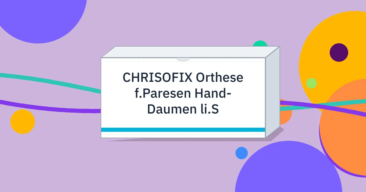 Symbolbild: Packung mit der Aufschrift CHRISOFIX Orthese f.Paresen Hand-Daumen li.S (PZN 17560111) – Verfügbarkeit und Bezug in Apotheken in Frankfurt am Main