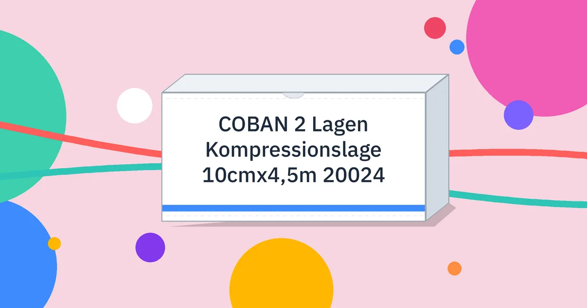 Symbolbild: Packung mit der Aufschrift COBAN 2 Lagen Kompressionslage 10cmx4,5m 20024 (PZN 07515807) – Verfügbarkeit und Bezug in Apotheken in Frankfurt am Main