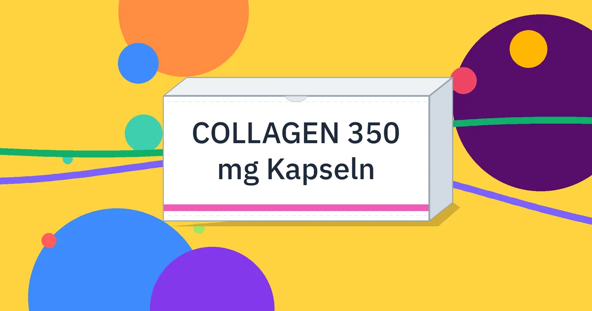 Symbolbild: Packung mit der Aufschrift COLLAGEN 350 mg Kapseln (PZN 15191193) – Verfügbarkeit und Bezug in Apotheken in Frankfurt am Main