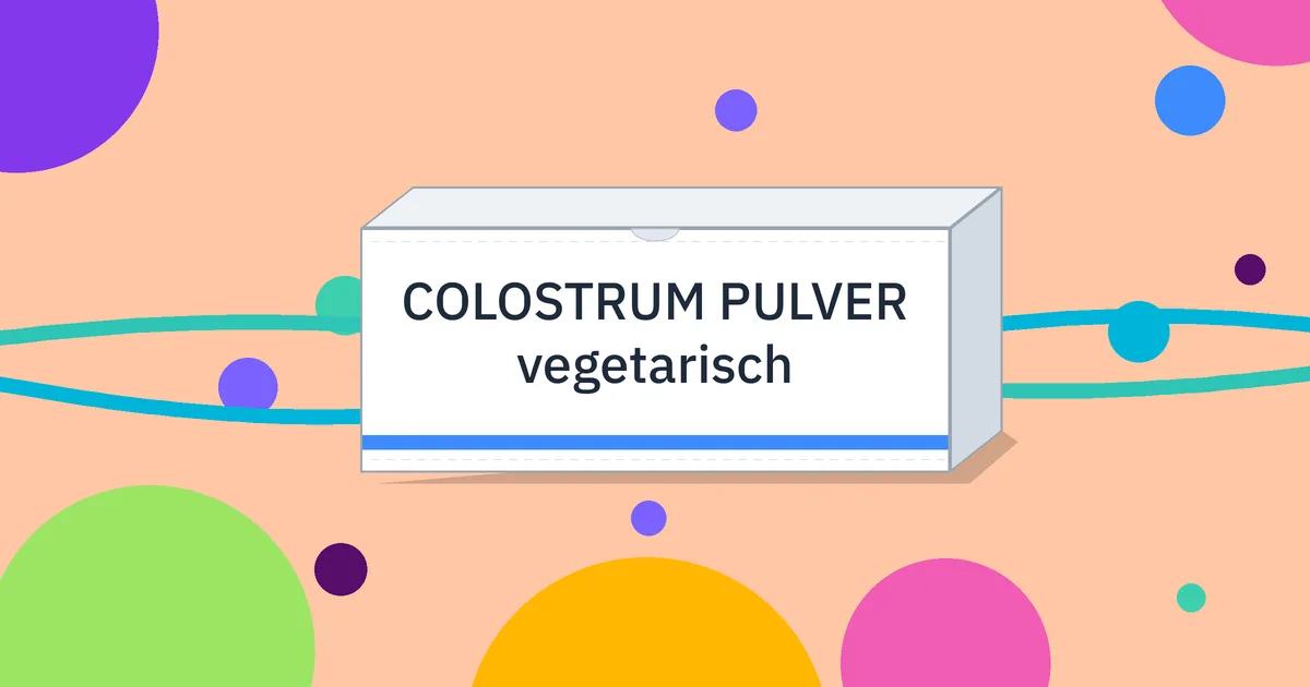 Symbolbild: Packung mit der Aufschrift COLOSTRUM PULVER vegetarisch (PZN 16842899) – Verfügbarkeit und Bezug in Apotheken in Frankfurt am Main