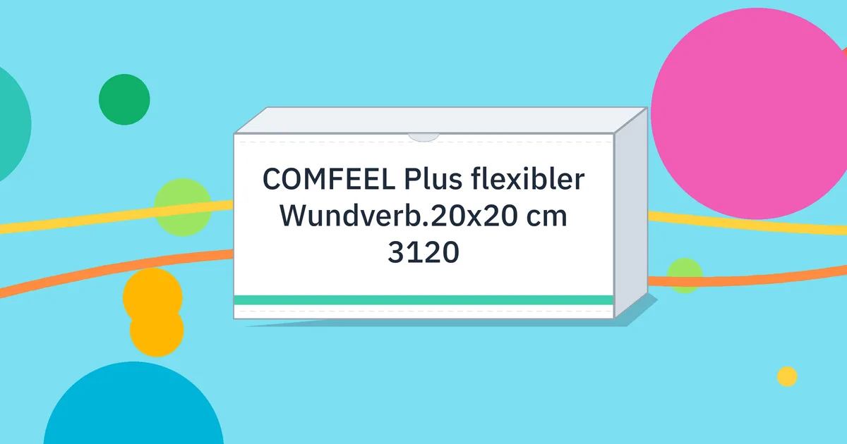 Symbolbild: Packung mit der Aufschrift COMFEEL Plus flexibler Wundverb.20x20 cm 3120 (PZN 02897649) – Verfügbarkeit und Bezug in Apotheken in Frankfurt am Main