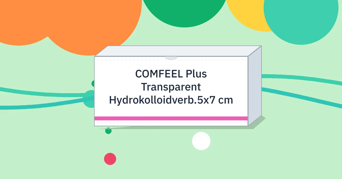 Symbolbild: Packung mit der Aufschrift COMFEEL Plus Transparent Hydrokolloidverb.5x7 cm (PZN 19809508) – Verfügbarkeit und Bezug in Apotheken in Frankfurt am Main