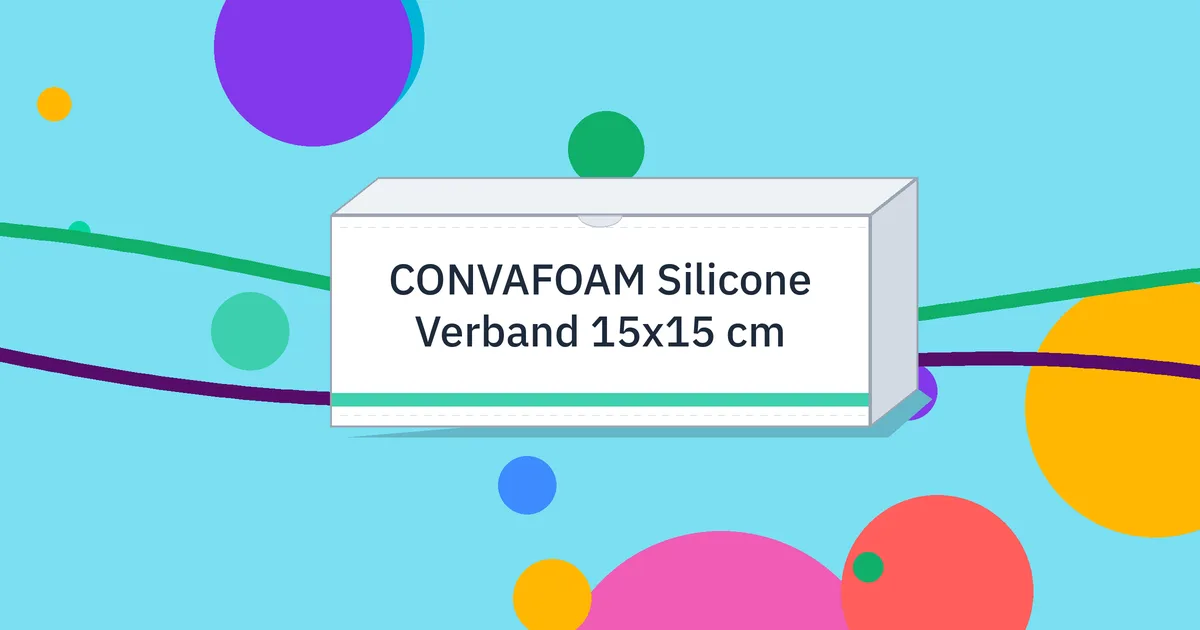 Symbolbild: Packung mit der Aufschrift CONVAFOAM Silicone Verband 15x15 cm (PZN 18900052) – Verfügbarkeit und Bezug in Apotheken in Frankfurt am Main