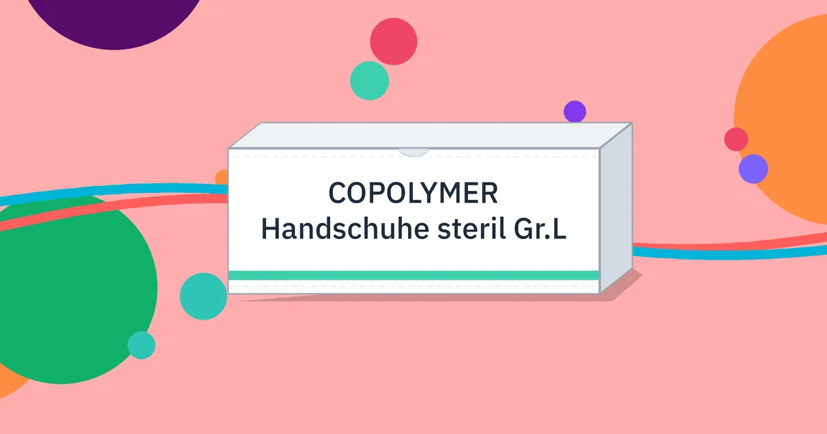 Symbolbild: Packung mit der Aufschrift COPOLYMER Handschuhe steril Gr.L (PZN 07486891) – Verfügbarkeit und Bezug in Apotheken in Frankfurt am Main