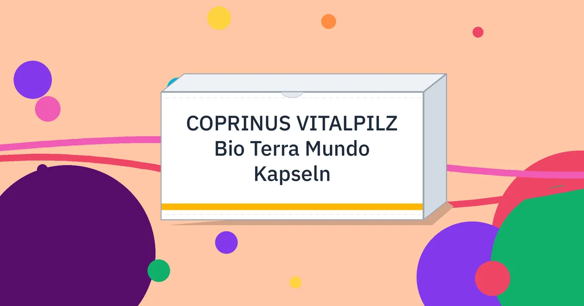 Symbolbild: Packung mit der Aufschrift COPRINUS VITALPILZ Bio Terra Mundo Kapseln (PZN 06581452) – Verfügbarkeit und Bezug in Apotheken in Frankfurt am Main