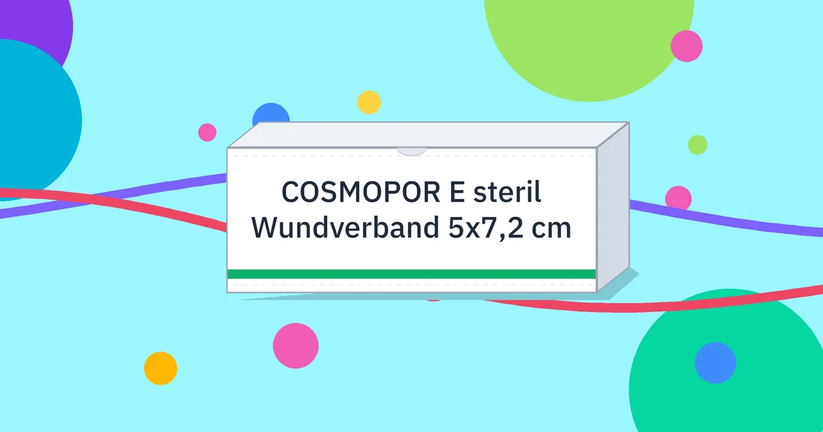 Symbolbild: Packung mit der Aufschrift COSMOPOR E steril Wundverband 5x7,2 cm (PZN 18754863) – Verfügbarkeit und Bezug in Apotheken in Frankfurt am Main