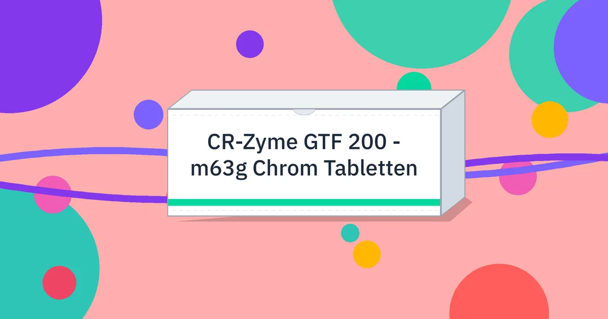 Symbolbild: Packung mit der Aufschrift CR-Zyme GTF 200 -m63g Chrom Tabletten (PZN 16954612) – Verfügbarkeit und Bezug in Apotheken in Frankfurt am Main