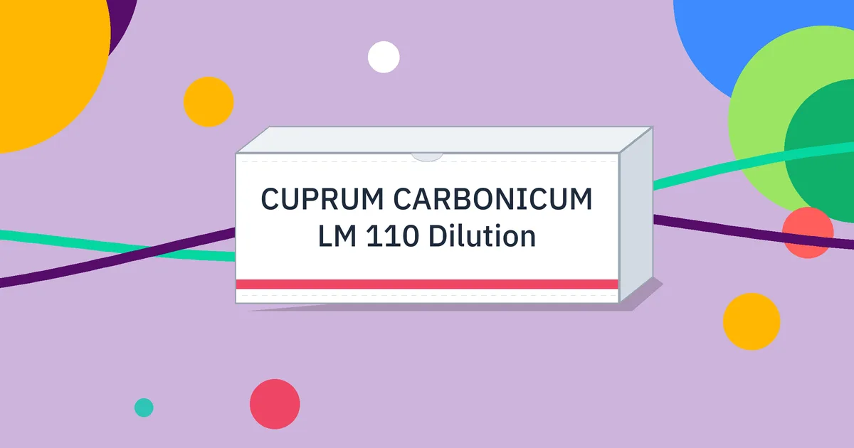 Symbolbild: Packung mit der Aufschrift CUPRUM CARBONICUM LM 110 Dilution (PZN 17853600) – Verfügbarkeit und Bezug in Apotheken in Frankfurt am Main