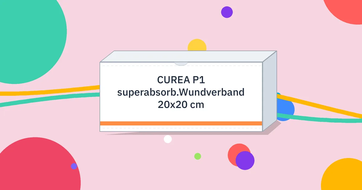 Symbolbild: Packung mit der Aufschrift CUREA P1 superabsorb.Wundverband 20x20 cm (PZN 11114184) – Verfügbarkeit und Bezug in Apotheken in Frankfurt am Main